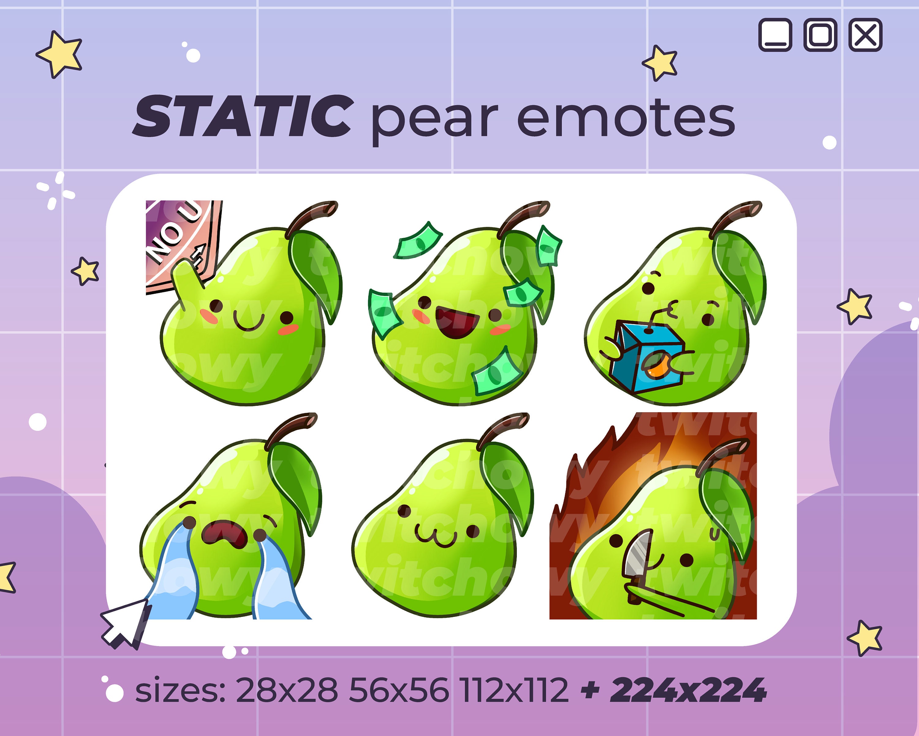 Pear Emote Package for Twitch Streamers Discord, Youtube Instant ...