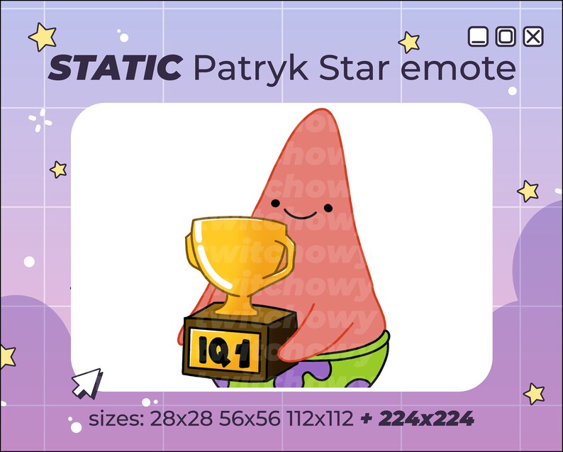 Patrick Star IQ 1 Funny Twitch Emote Meme Emotes for - Etsy