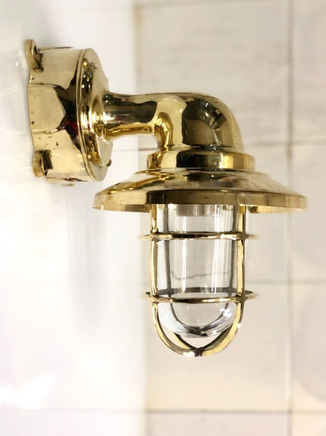 Nautical Solid Brass Outdoor Wall Light Fixture With Junction Box Maritime Exterior Lighting - Etsy