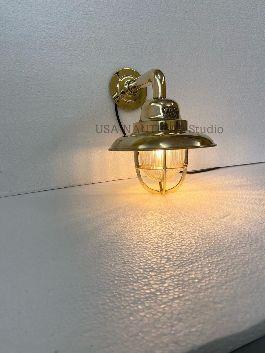 Nautical Brass Swan Ship Passageway Wall Wiska Light With Barss Shade ...