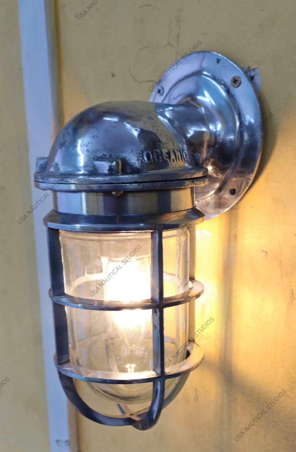 Oceanic Aluminum Bulkhead Wall Light – Nautical Swan Neck Ship Sconce ...