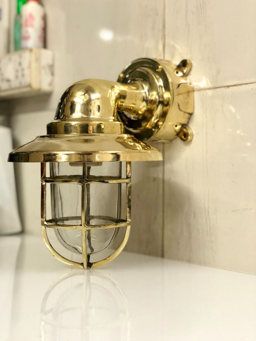 Nautical Solid Brass Outdoor Wall Light Fixture With Junction Box ...