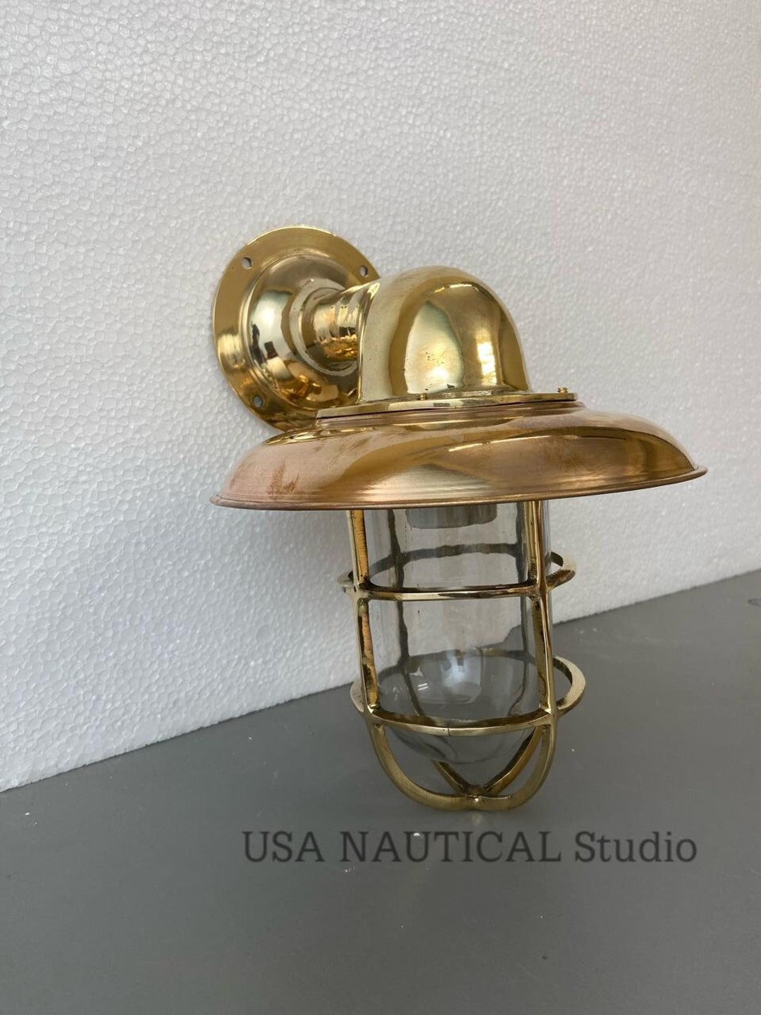 Nautical Brass Ship Bulkhead Wall Light With Copper Shade - Etsy