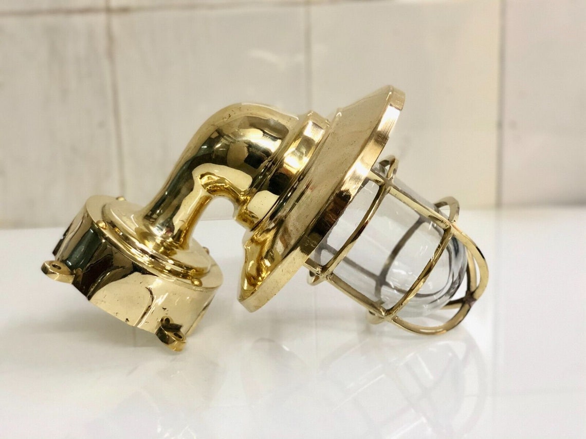 Nautical Solid Brass Outdoor Wall Light Fixture With Junction Box Maritime Exterior Lighting - Etsy