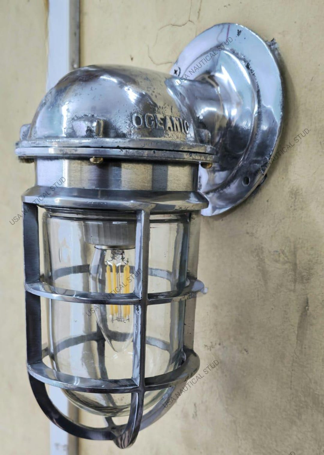 Oceanic Aluminum Bulkhead Wall Light – Nautical Swan Neck Ship Sconce ...
