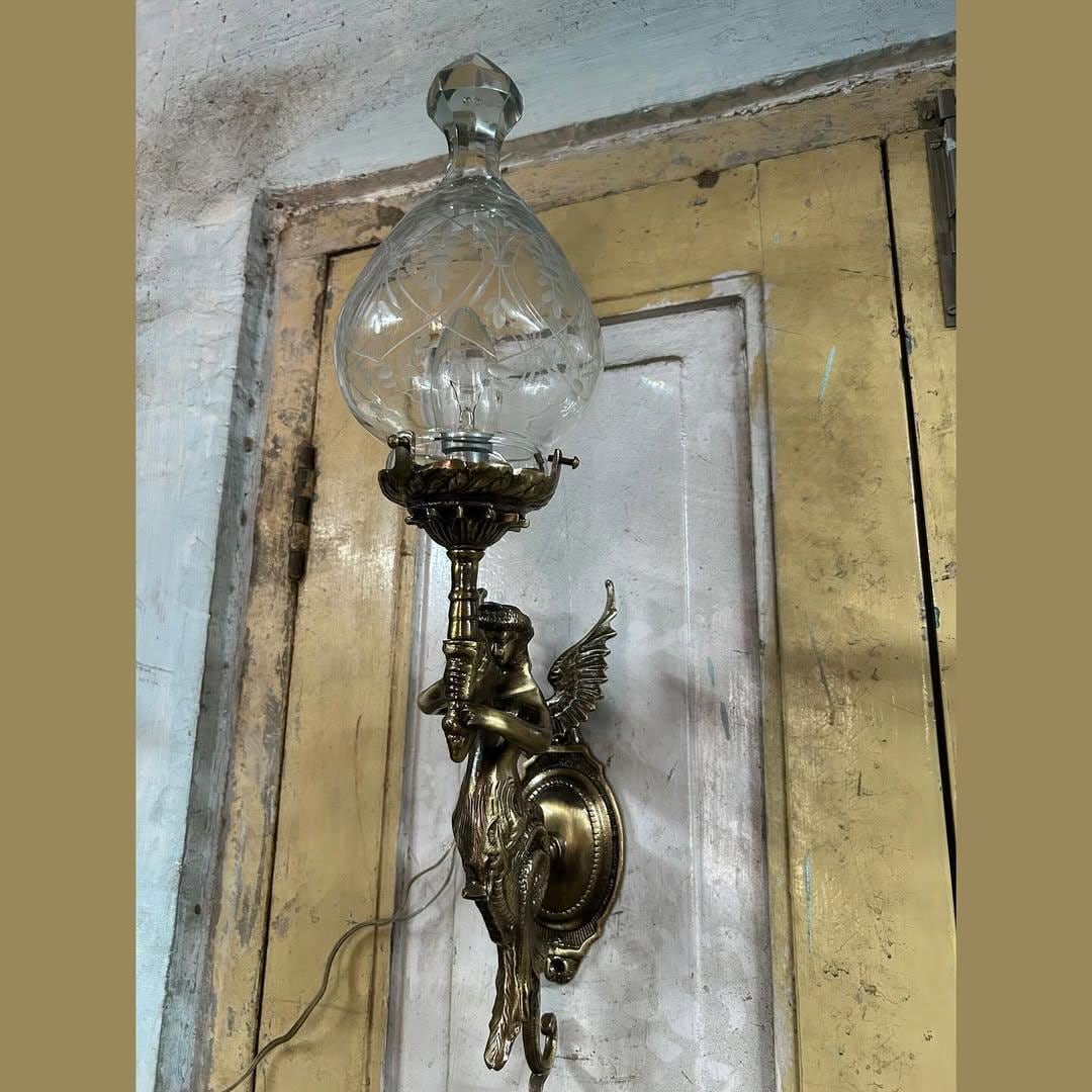 Art Nouveau Deco Mermaid Wall Sconces Fixture – Brass & Glass (20 ...