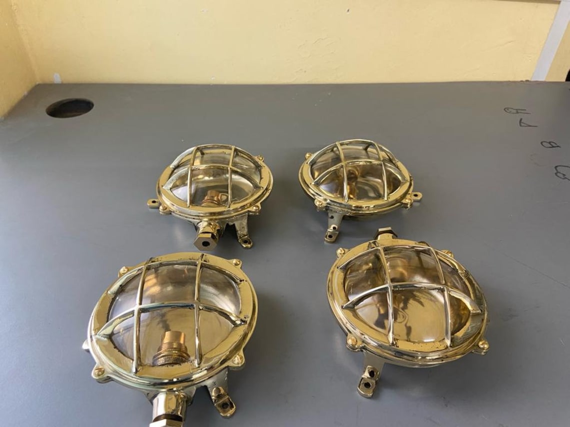 Maritime Brass Ship Nautical Wall/ceiling Deck Lights - Set of 4 ...