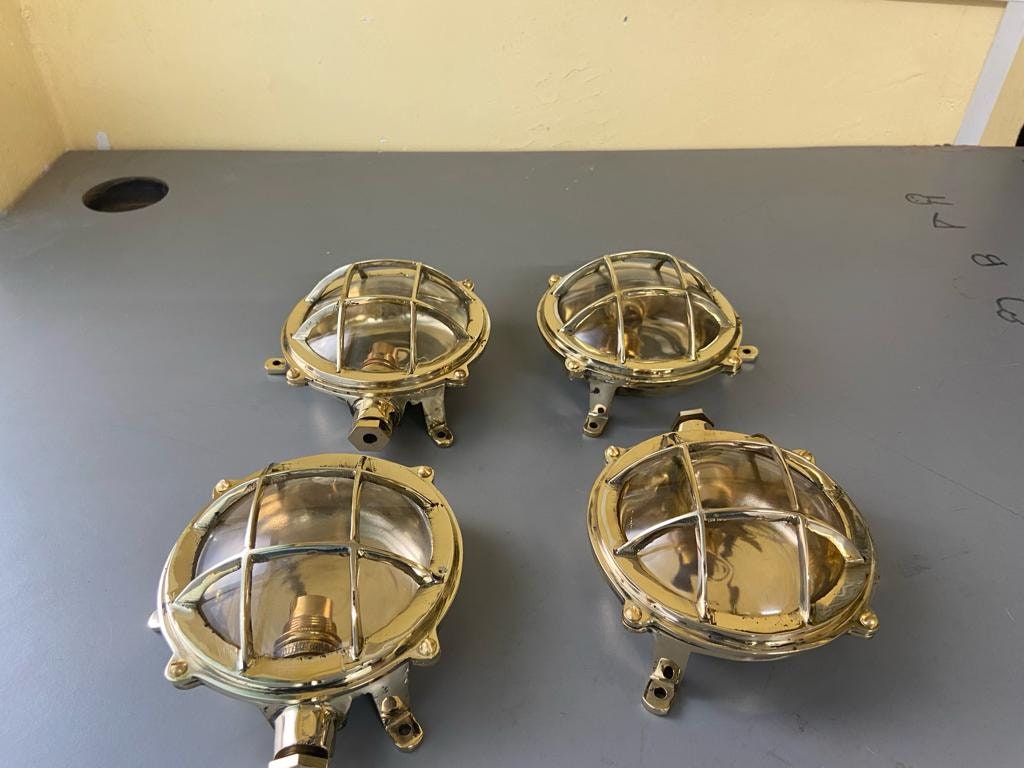Maritime Brass Ship Nautical Wall/ceiling Deck Lights - Set of 4 ...
