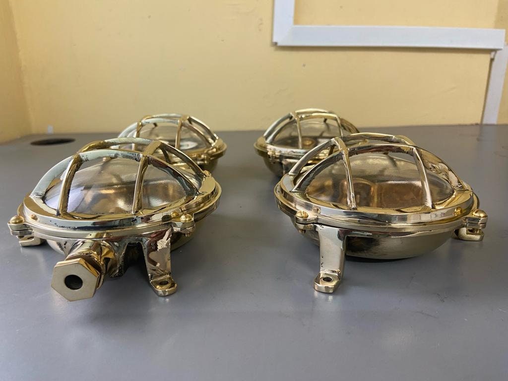 Maritime Brass Ship Nautical Wall/ceiling Deck Lights - Set of 4 ...