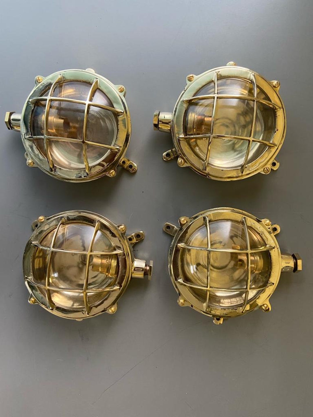Maritime Brass Ship Nautical Wall/ceiling Deck Lights - Set of 4 ...