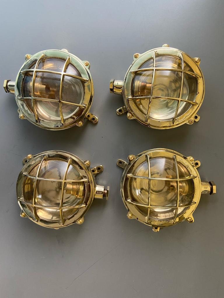 Maritime Brass Ship Nautical Wall/ceiling Deck Lights Set of 4 ...