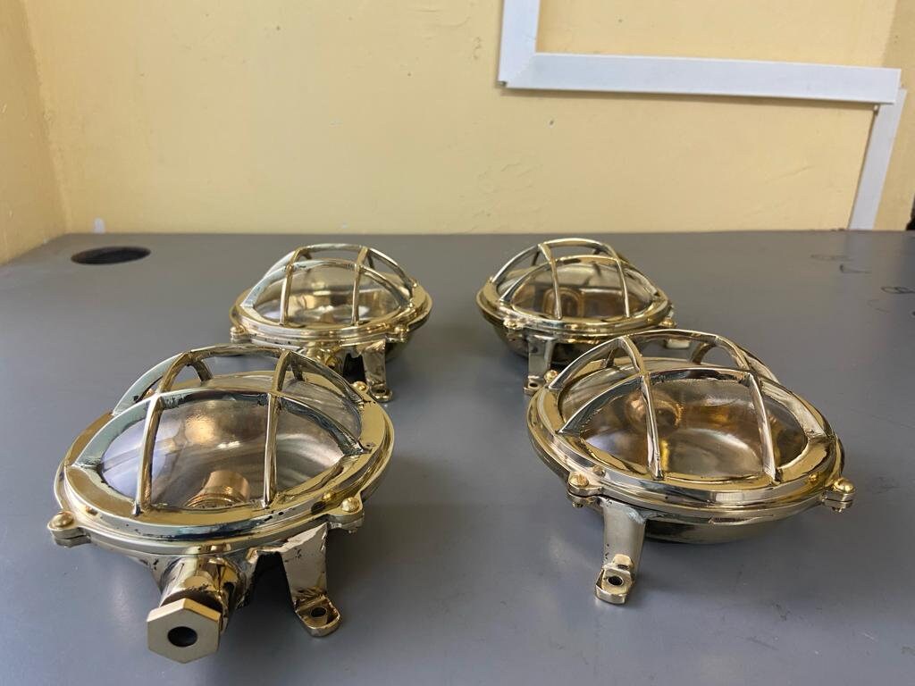 Maritime Brass Ship Nautical Wall/ceiling Deck Lights - Set of 4 ...