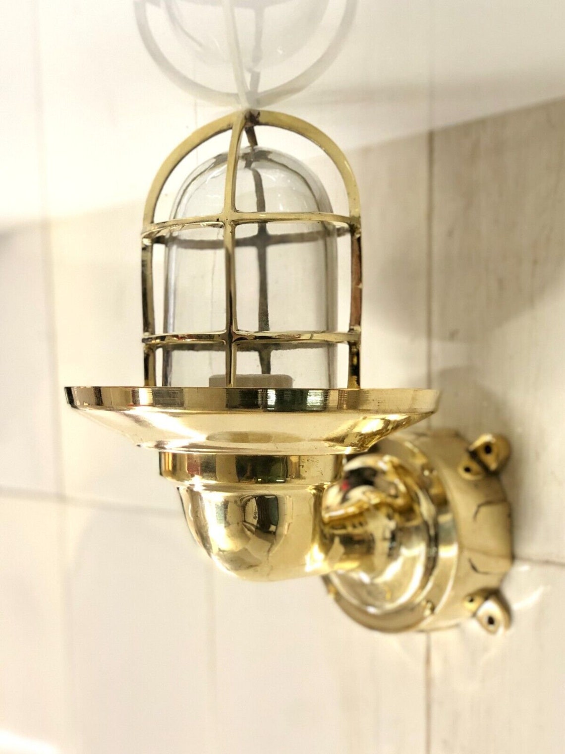 Nautical Solid Brass Outdoor Wall Light Fixture With Junction Box Maritime Exterior Lighting - Etsy