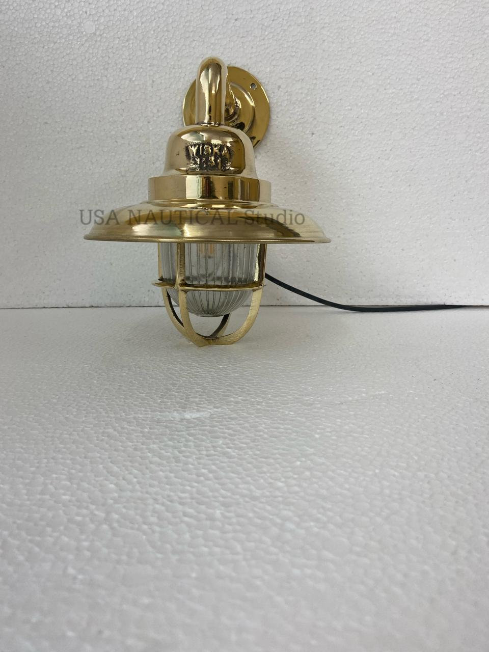 Nautical Brass Swan Ship Passageway Wall Wiska Light With Barss Shade ...
