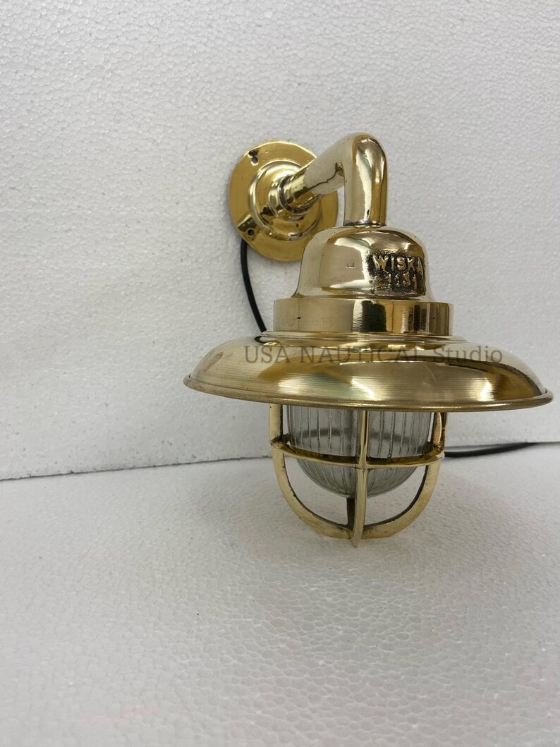 Nautical Brass Swan Ship Passageway Wall Wiska Light With Barss Shade ...