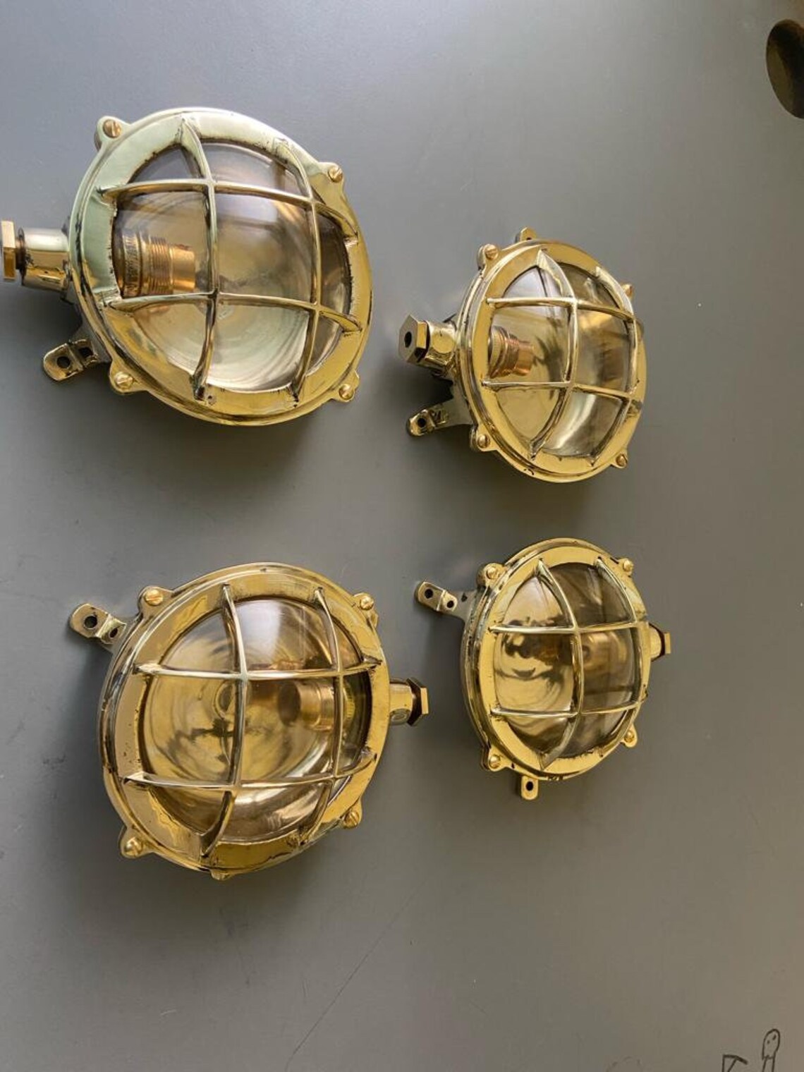 Maritime Brass Ship Nautical Wall/ceiling Deck Lights - Set of 4 ...