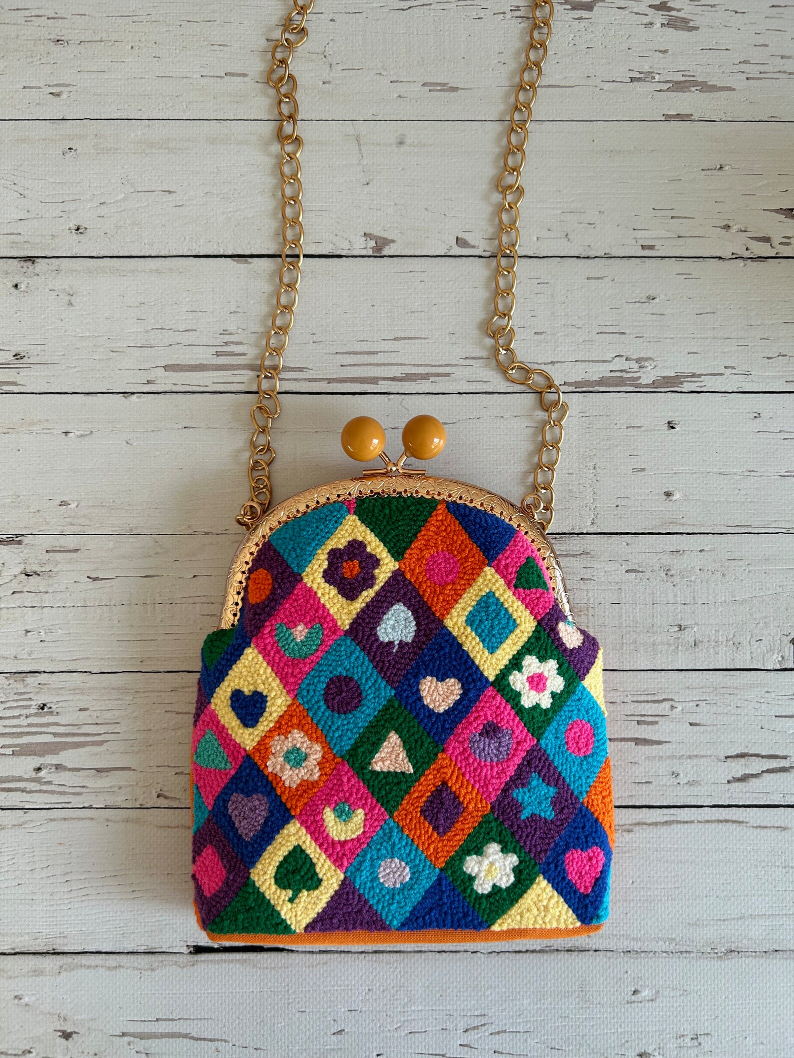 Colorful Handmade Embroidered Bag Punch Needle Crossbody Bag - Etsy