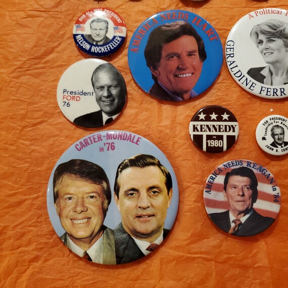 Vintage Political Pins/Buttons. Reagan. Bush. Kennedy… - Gem