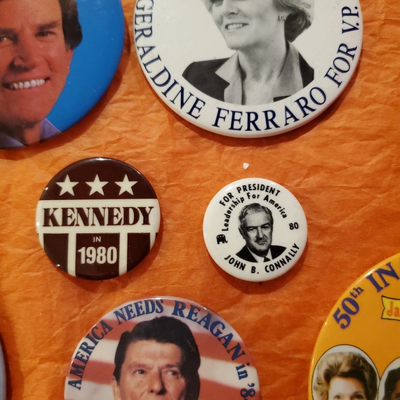 Vintage Political Pins/Buttons. Reagan. Bush. Kennedy… - Gem