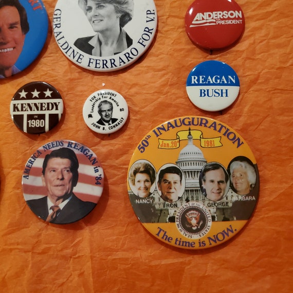 Vintage Political Pins/Buttons. Reagan. Bush. Kennedy… - Gem