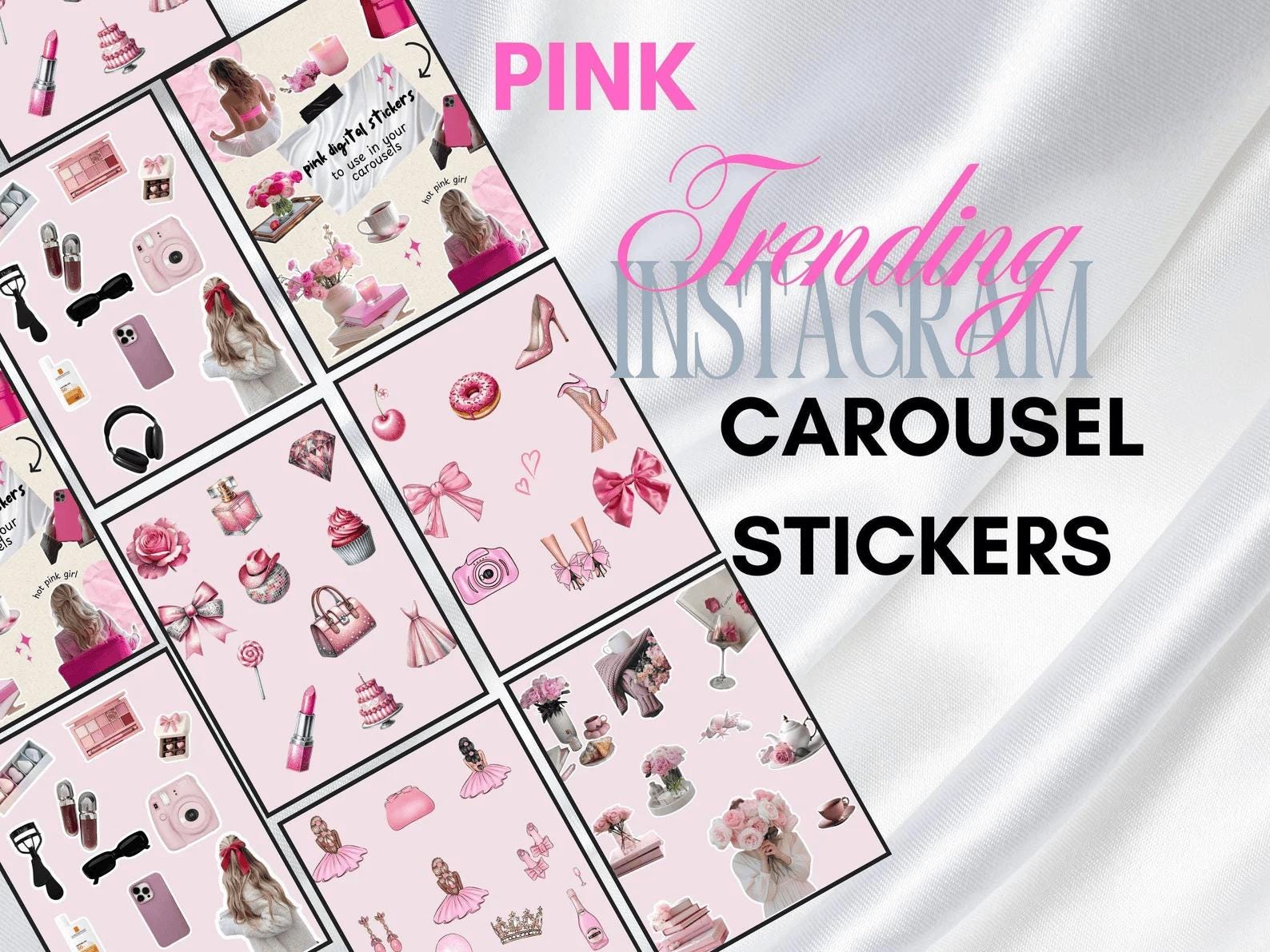 Aesthetic Pink Viral Carousel Instagram Stickers | Canva Templates ...