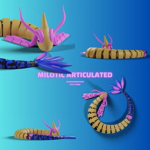 Flexi Series Milotic STL File | Pokemon Articulated Milotic 3D STL ...