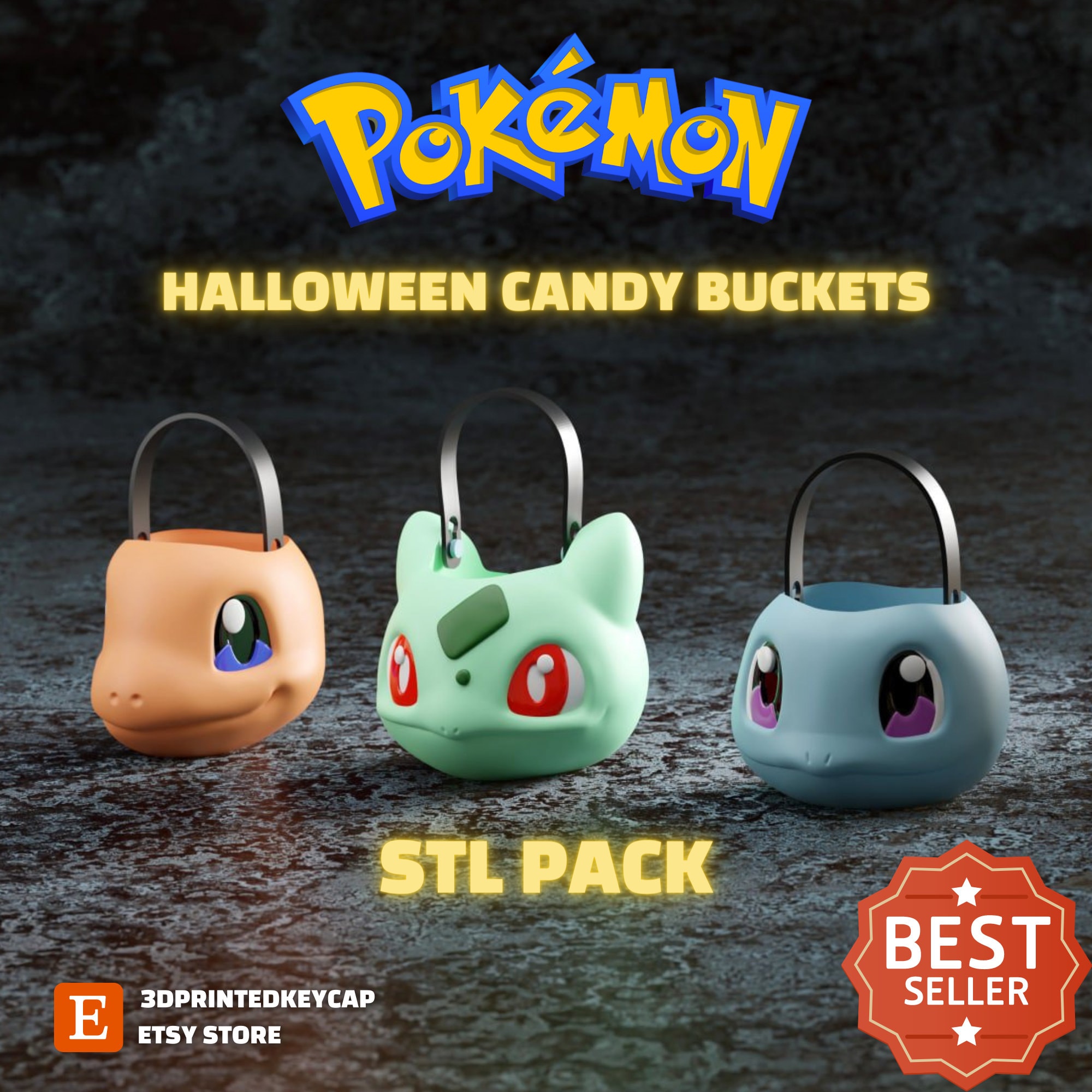 Pokemon Halloween Candy Bucket 3D STL File Pack | Pokemon Files for 3D ...