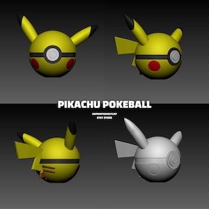 Pikachu Themed Pokeball 3D STL File Pack | Pokemon Files for 3D ...