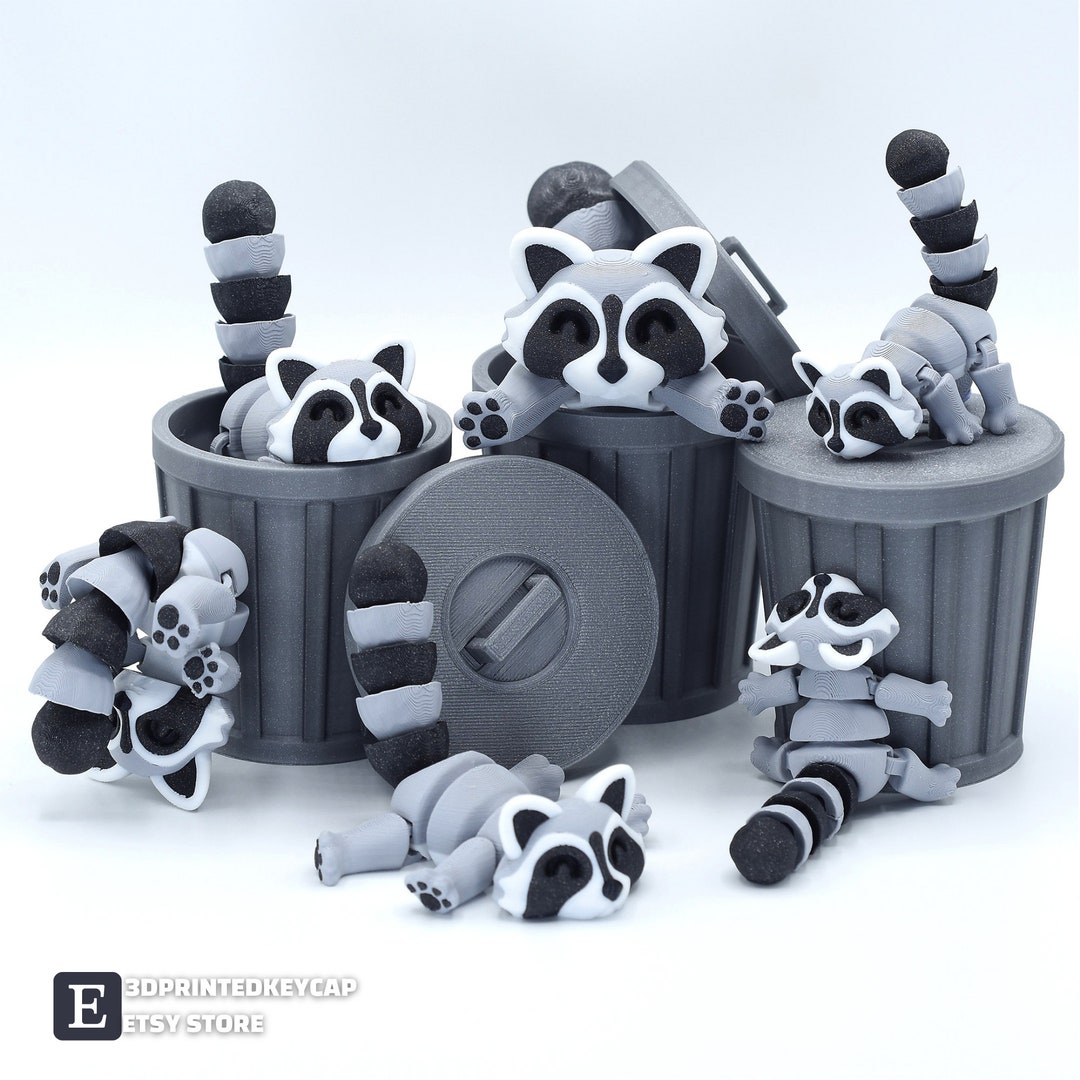 Articulated Racon With Trash Can Adorable | 3D Printed Articulated ...