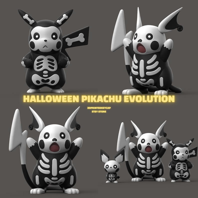 Halloween Pokemon Pikachu Evolution 3D STL File Pack | Pokemon Files ...