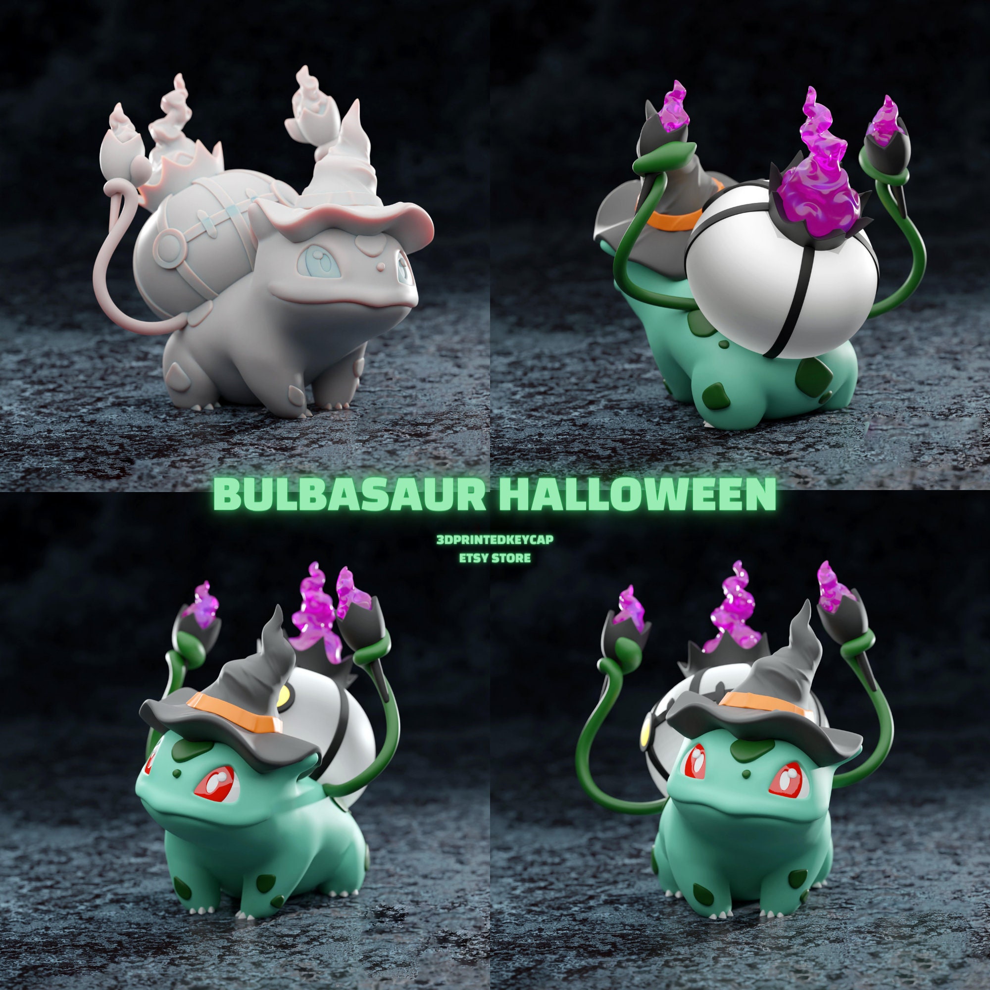 Halloween Bulbasaur 3D STL File Pack | Pokemon Files for 3D Printers | 3D Print Halloween ...