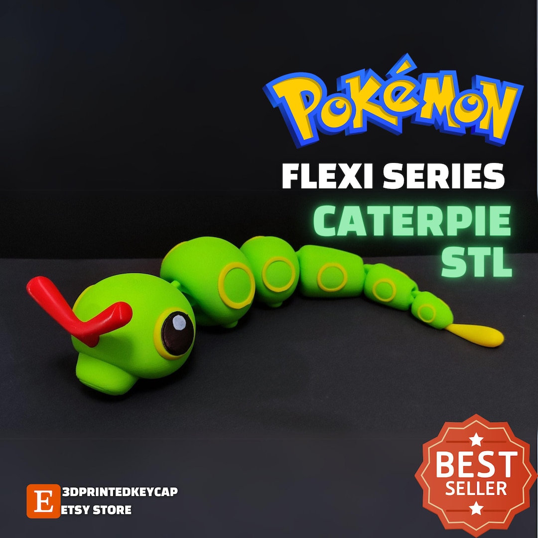 Flexi Series Caterpie STL File | Pokemon Articulated Caterpie 3D STL ...