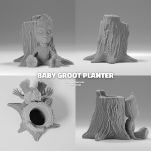 Baby Groot Planter and Pencil Holder 3D STL File Pack | Flower Pot ...