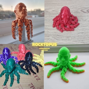 Rocktopus Fidget Toy Dwayne Johnson Flexi Octopus Toy 3D Printed the ...