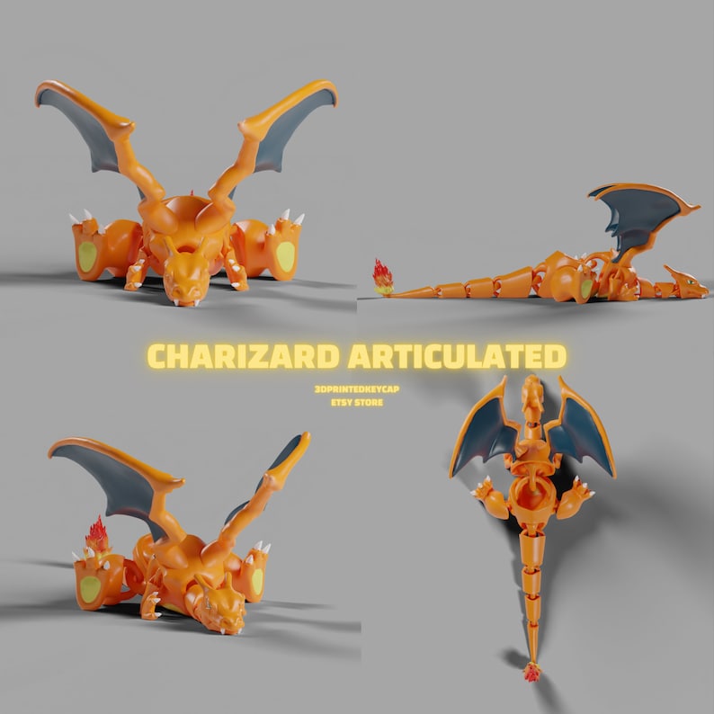Flexi Series Charizard STL File | Pokemon Articulated Charizard 3D STL ...