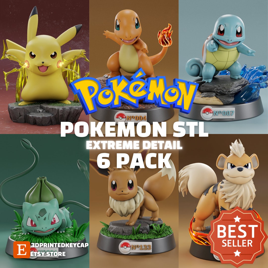 Pokemon 6 Pack 3D STL Files Pokemon Files for 3D Printers 3D Print ...