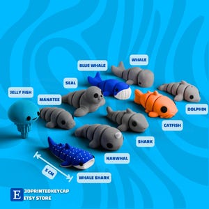 Fidget Pocket Sea Animal Pack | Flexi Fidget Articulated Toy | Adorable ...