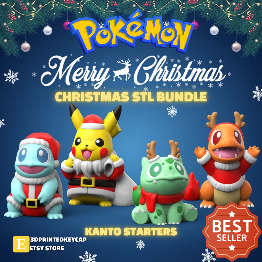 Christmas Pokemon Starters 3D STL File Pack Pokemon Files for 3D ...