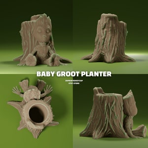 Baby Groot Planter and Pencil Holder 3D STL File Pack | Flower Pot ...
