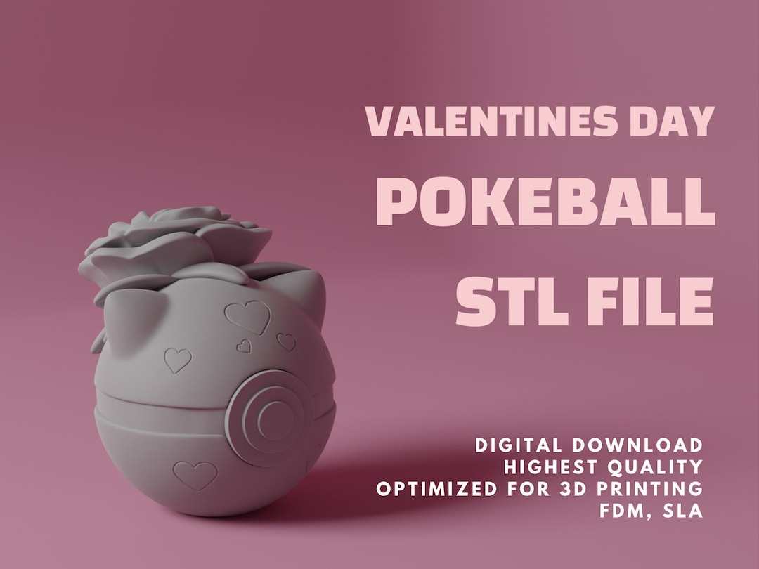 Valentines Day Pokeball 3D STL File | Pokemon Valentine's Day Gift ...