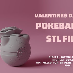 Valentines Day Pokeball 3D STL File | Pokemon Valentine's Day Gift ...