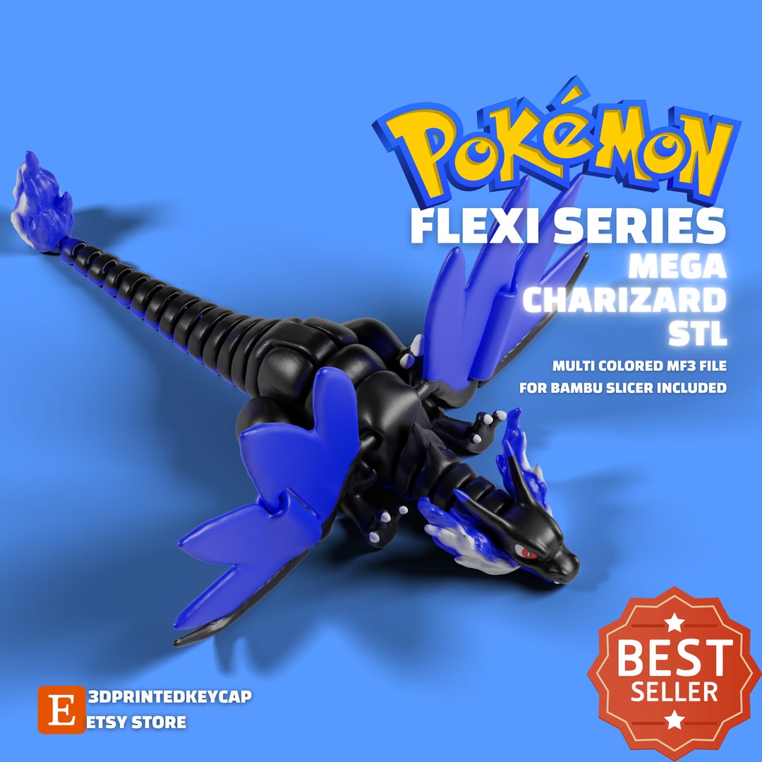 Flexi Series Mega Charizard STL File Pokemon Articulated Mega Charizard ...