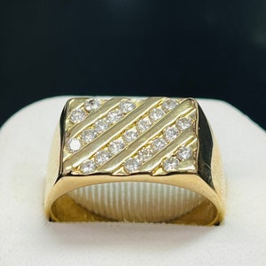 14K Yellow Gold Diamond Square Pinky Ring(rmd14-5) - Etsy