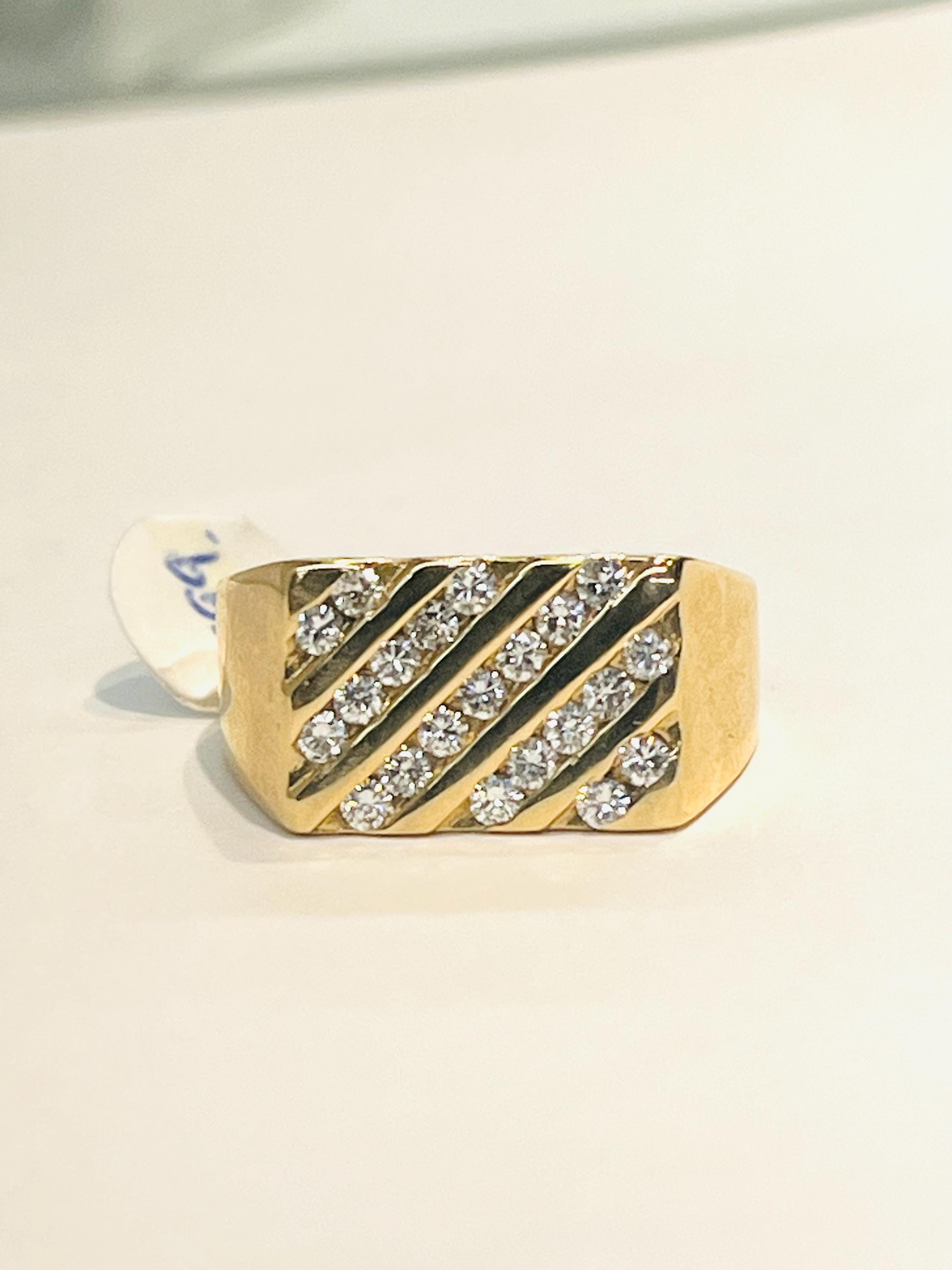 14K Yellow Gold Diamond Square Pinky Ring(rmd14-5) - Etsy