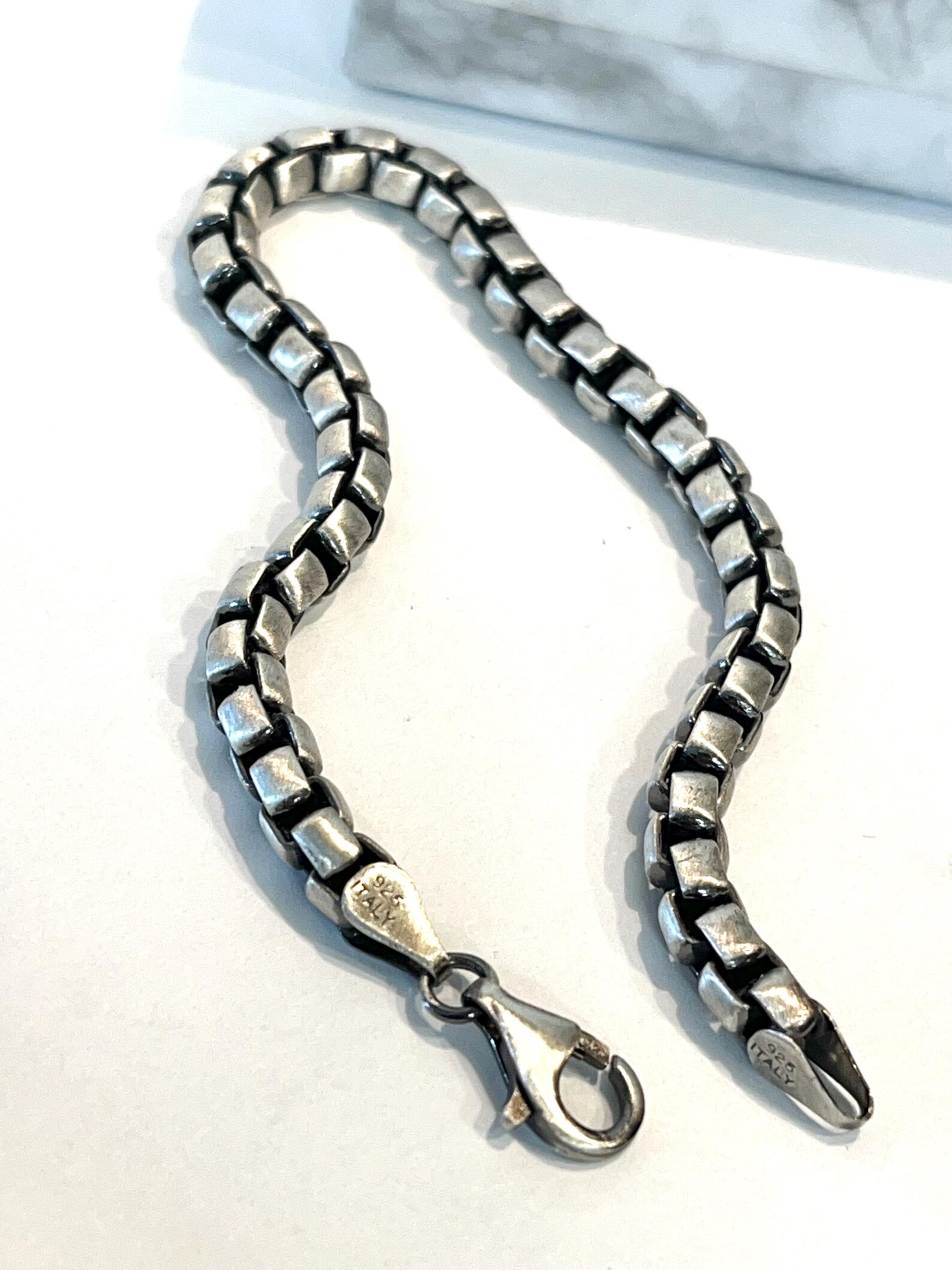 24. Gram 8" Sterling Silver Heavy Rounded Box Chain Link Bracelet(sb018 ...