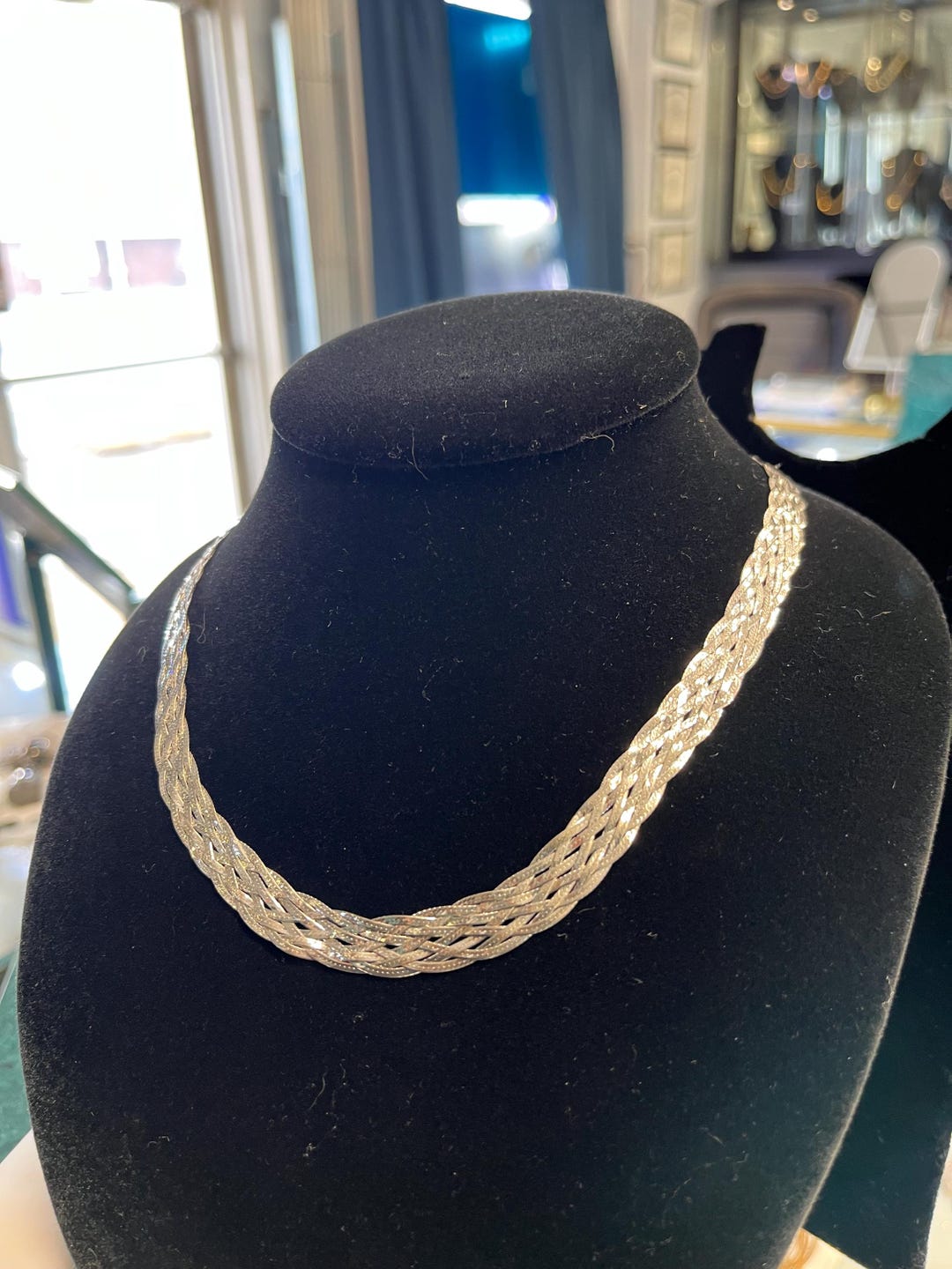925 Sterling Silver 8 Strand Braided Herringbone Necklace - Etsy