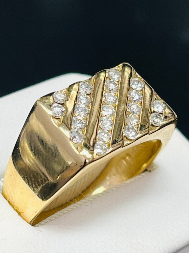 14K Yellow Gold Diamond Square Pinky Ring(rmd14-5) - Etsy