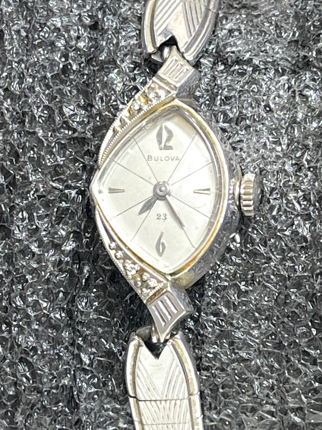 10k Vintage Antique Bulova 23 Ladies Diamond Accented Watch - Etsy