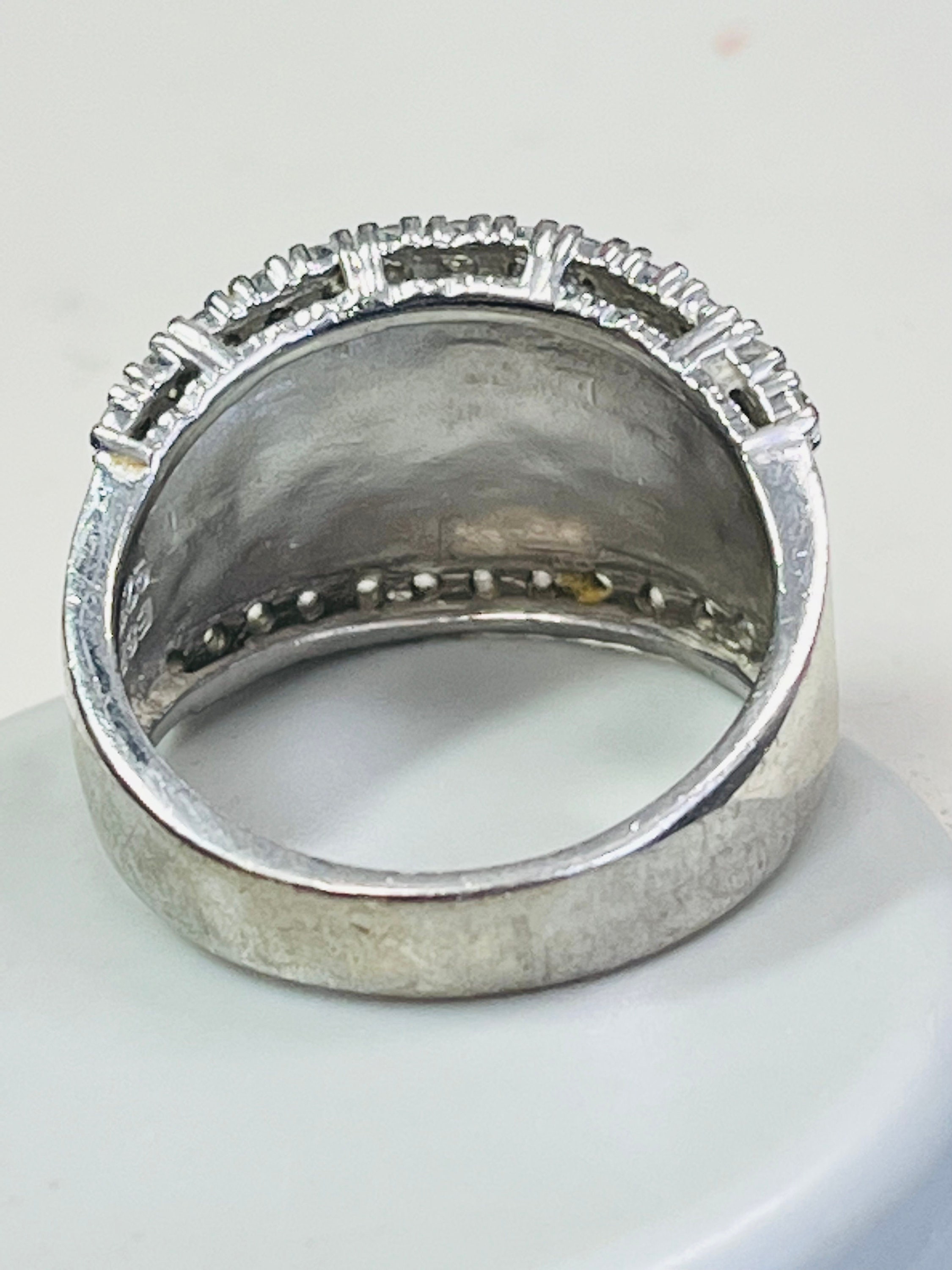 Sterling Silver ESPO Gold Tone Hammered Wide CZ Signet Ring - Etsy