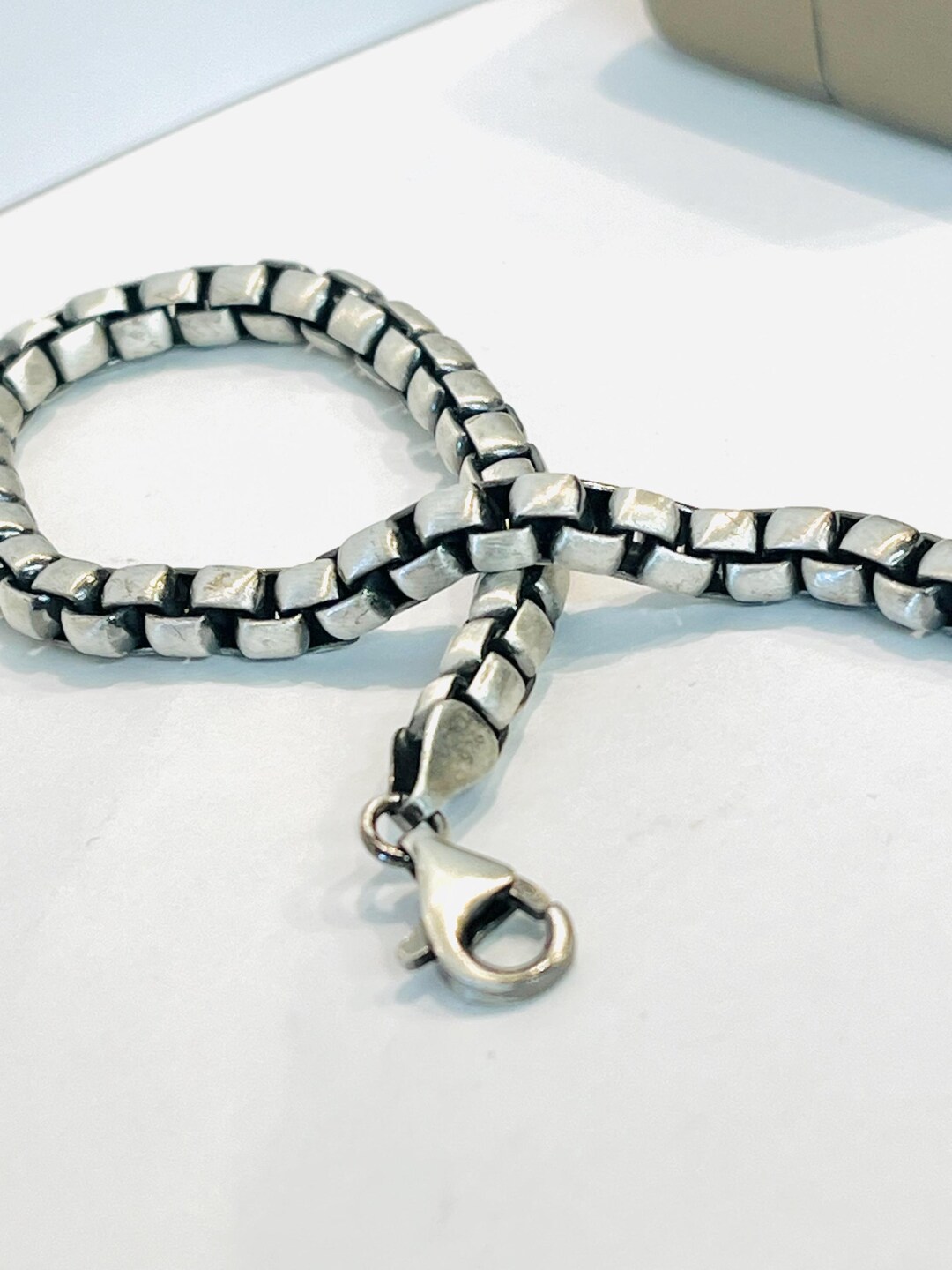 24. Gram 8" Sterling Silver Heavy Rounded Box Chain Link Bracelet(sb018 ...